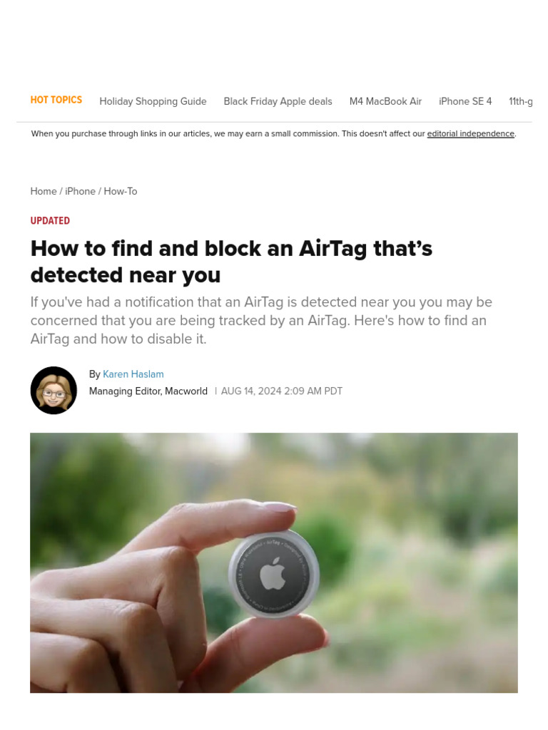 How to find and block an AirTag that's detected near you | Macworld ...