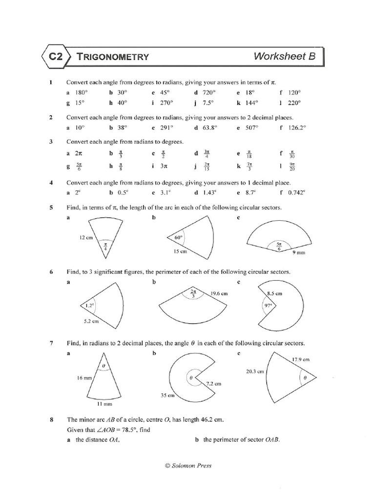 4.2.1 Maths FC309 Worksheet Basic Trigonometry Student Copy | PDF
