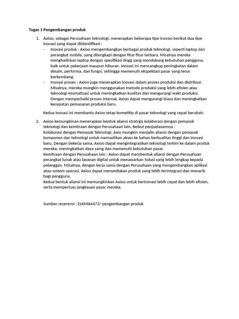 Tugas 1 Pengembangan produk | PDF