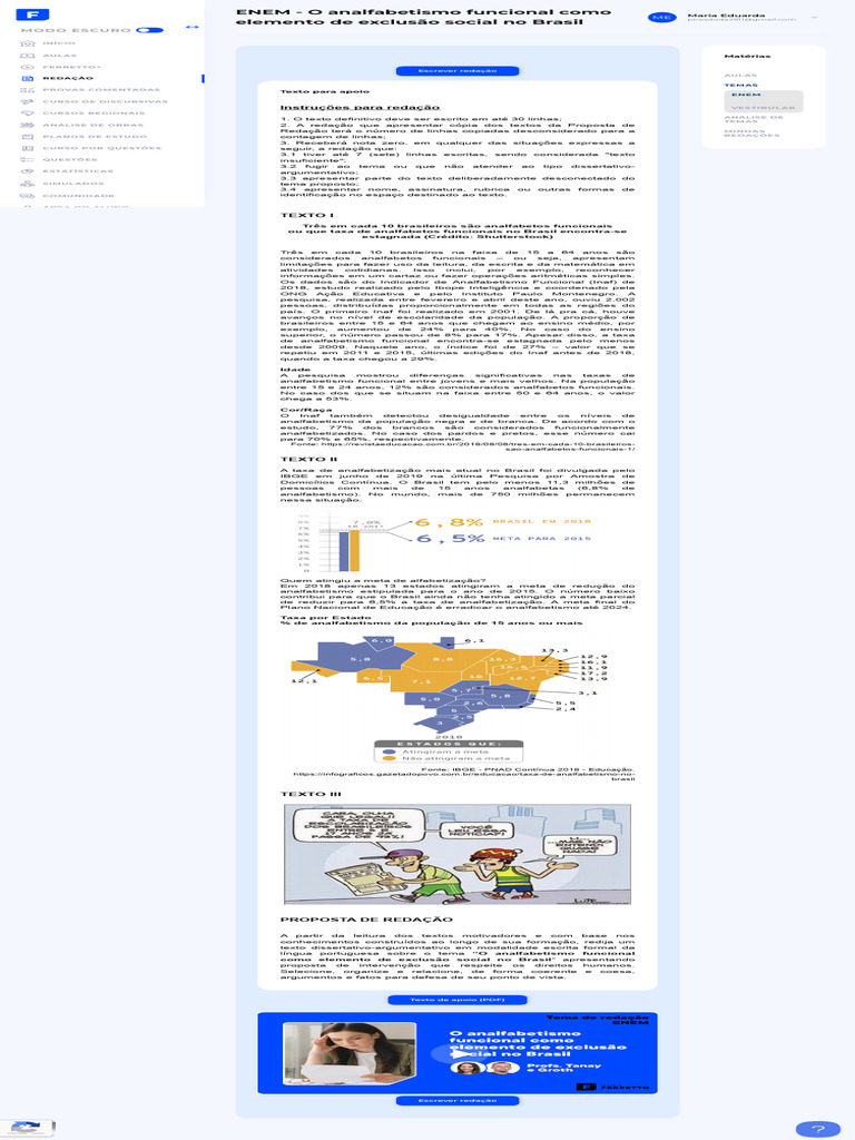 Professor Ferretto – Plataforma Do Aluno | PDF | Alfabetização