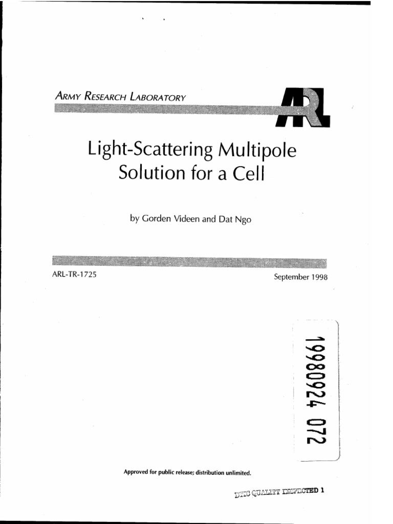 Light Scattering Multipole Solution For A Cell | PDF