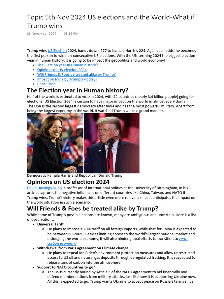 Trump's Historic 2024 Election Victory | PDF | Donald Trump | American ...