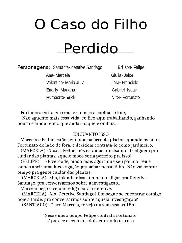 O Caso Do Filho Perdido | PDF