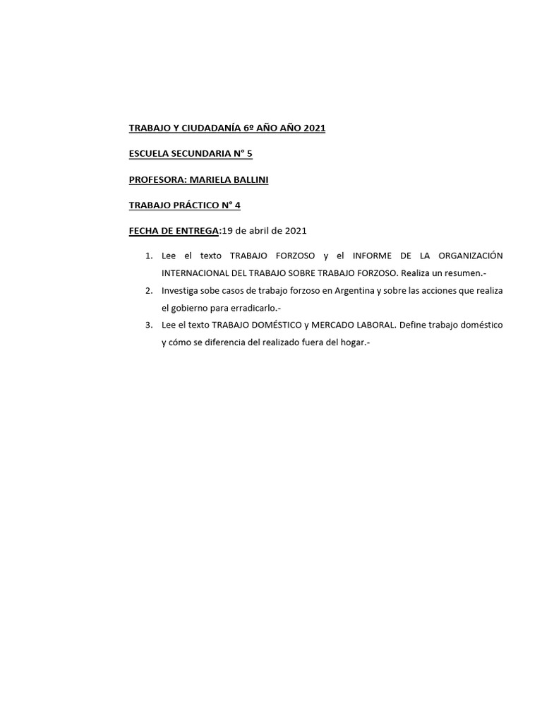 TYC TP #4 2021 (6° Año) | PDF