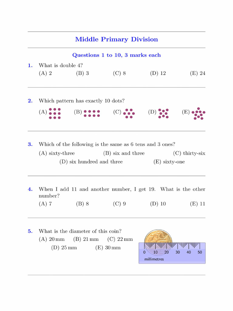 2018澳大利亚数学竞赛AMC含详解Middle Primary（Y3-4） - Print | PDF