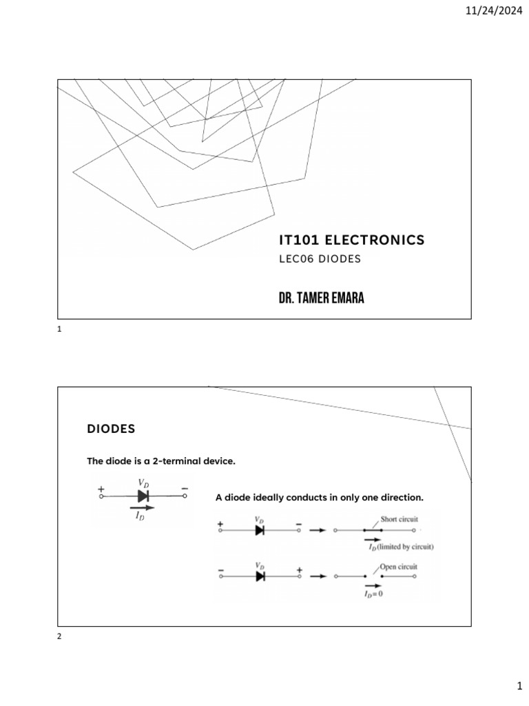 IT101 Lec06 Diodes | PDF | P–N Junction | Diode