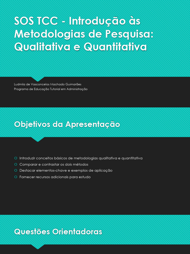 Metodologia SOS TCC | PDF | Pesquisa qualitativa | Método científico