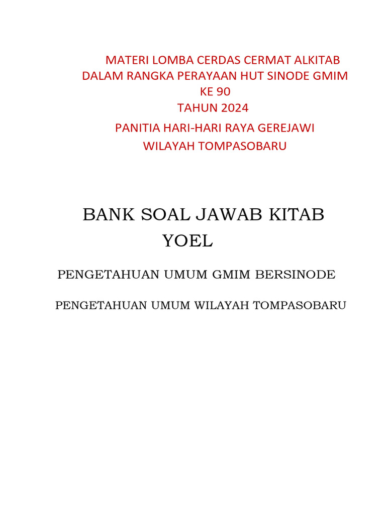 Bank Soal Jawab Kitab Yoel | PDF