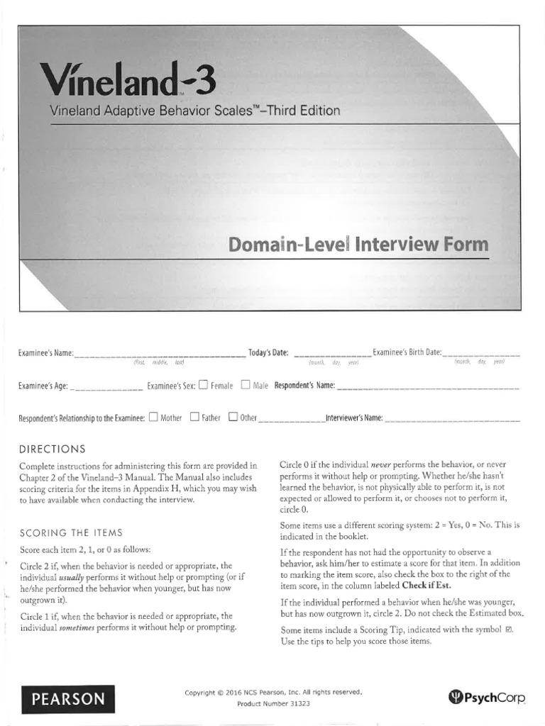 Vineland Interview Form Domain | PDF