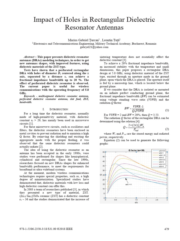 Impact Of Holes In Rectangular Dielectric Pdf Antenna Radio Dielectric