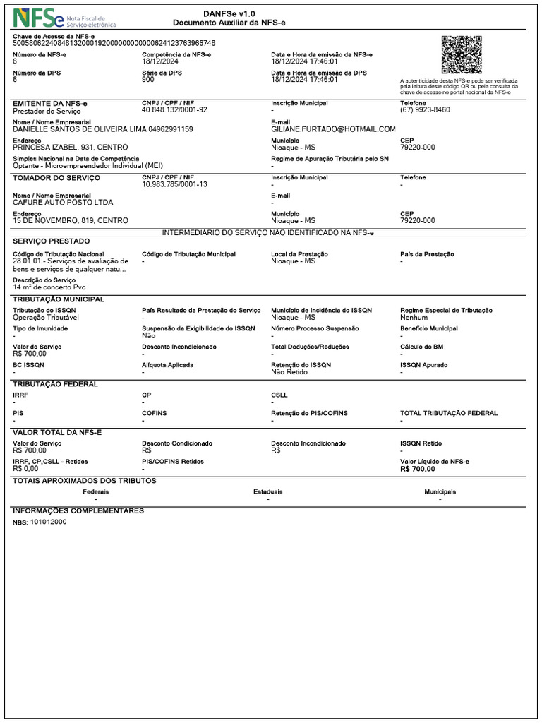 Nota Fiscal Posto | PDF