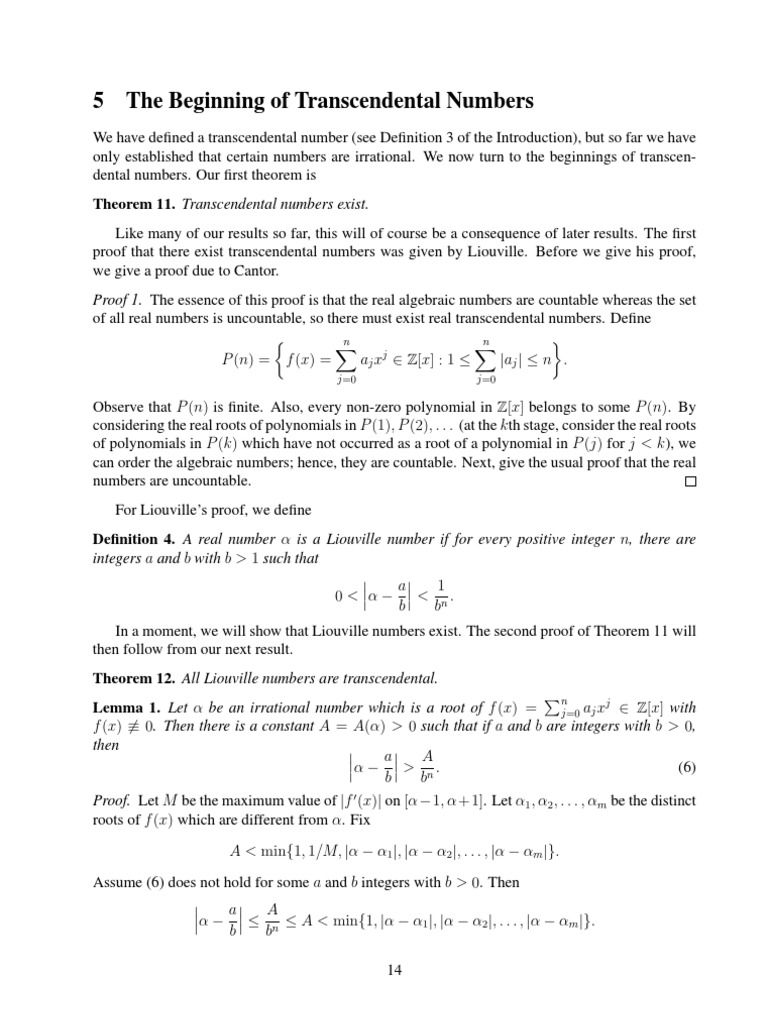 5 The Beginning of Transcendental Numbers | PDF | Mathematical Analysis | Mathematical Objects