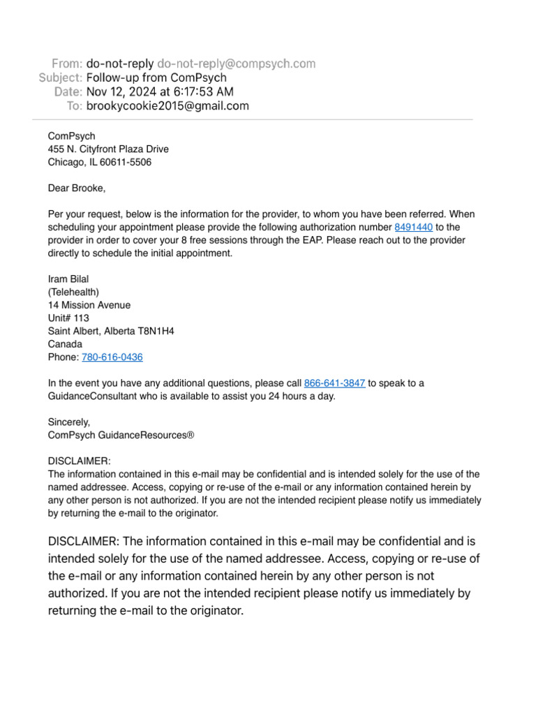 Follow-Up From ComPsych | PDF