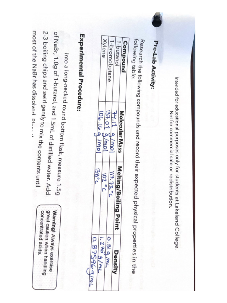 Chem 161 - Post Lab and Observations | PDF