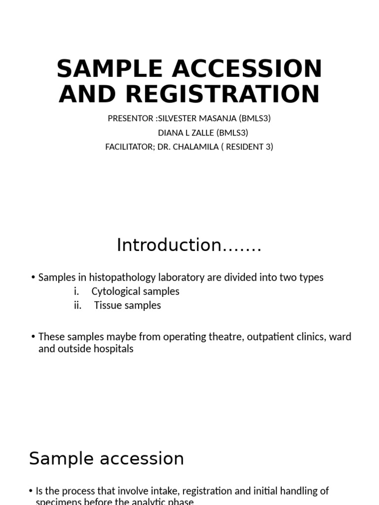 Sample Accession and Registration | PDF | Cytopathology | Histopathology