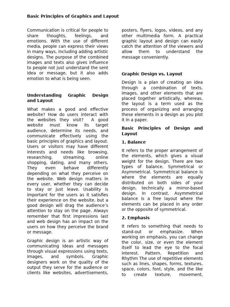 Basic Graphics and Layout Handout | PDF | Page Layout | Graphic Design