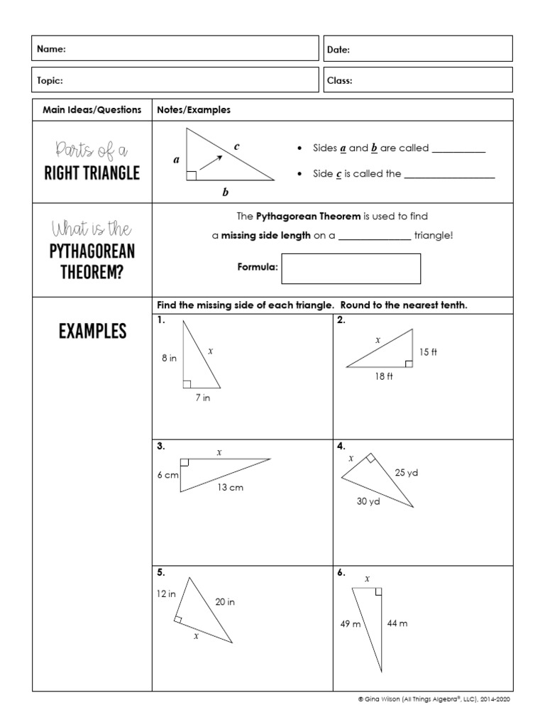 5.4 Right Triangles and Side Angle Relations w ans (1) | PDF | Triangle ...