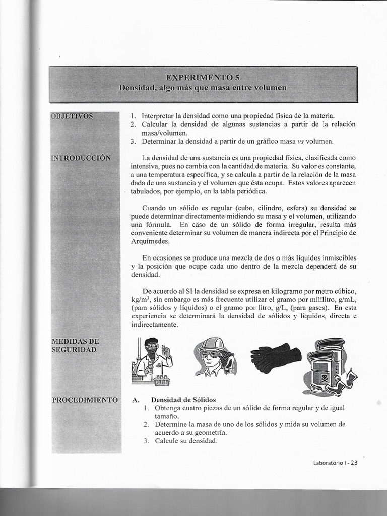Laboratorio 5. Densidad, Algo Más Que Masa Entre Volumen | PDF
