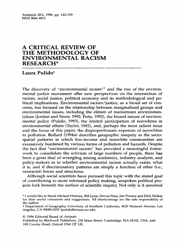 A Critical Review of The Methodology of Environmental Racism - Acrobat ...