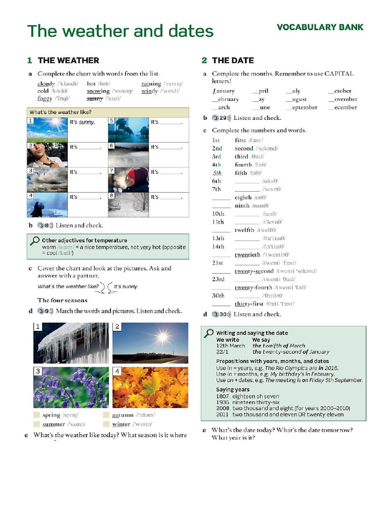 Weather Vocab | PDF