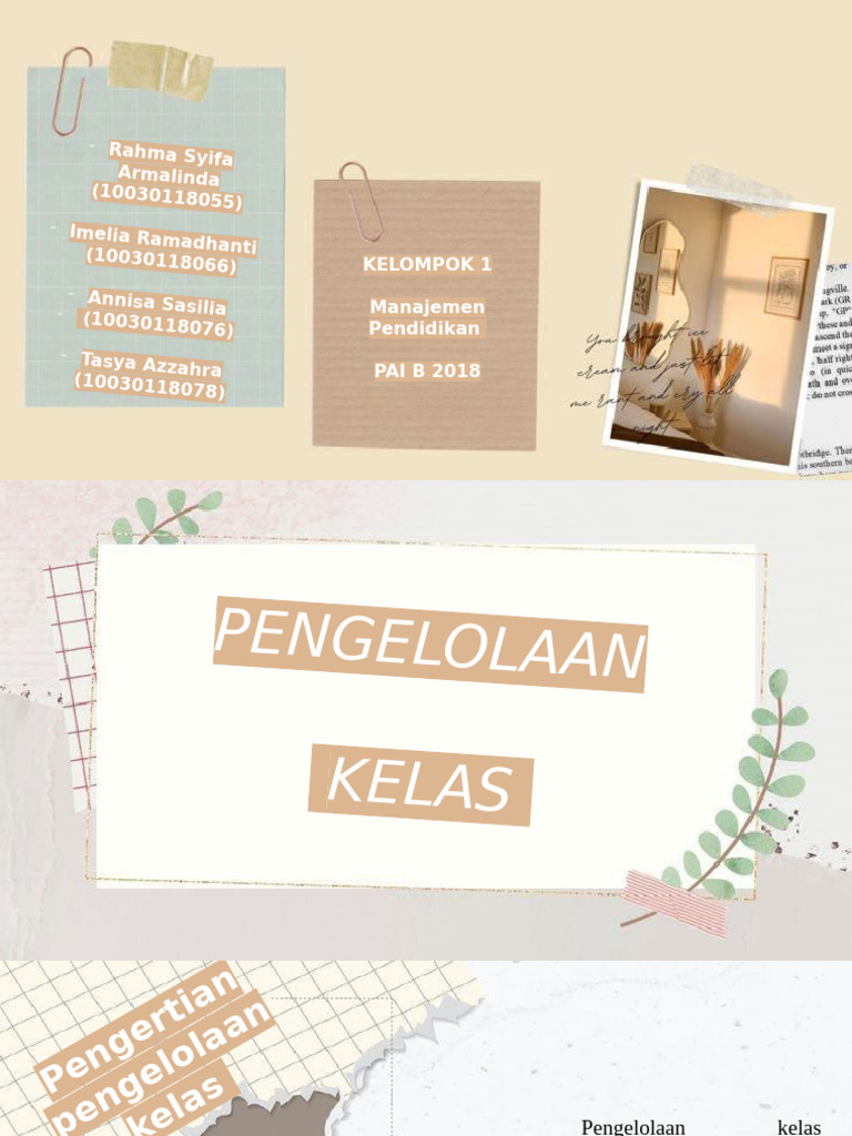 (Kelompok 1) Pengelolaan Kelas - PAI B 2018 - Manajemen Pendidikan | PDF