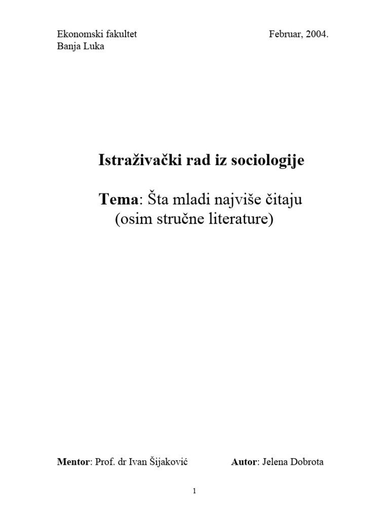 Primjer Istrac5beivac48dkog Rada | PDF