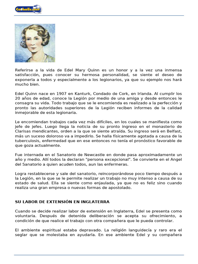 Vida y legado de Edel Quinn | PDF