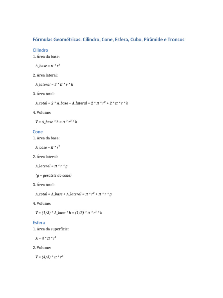 Fórmulas Geométricas Completas | PDF