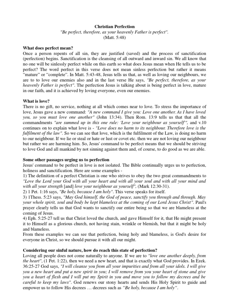 Christian Perfection | PDF | Sanctification | Sin