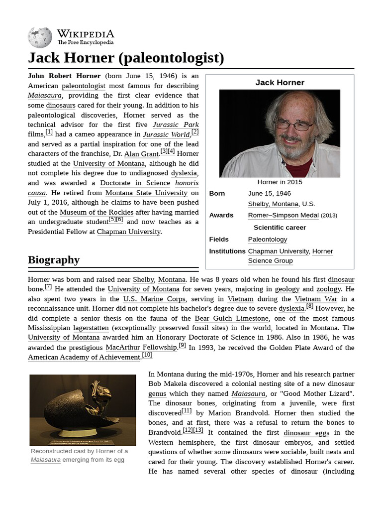 Jack Horner: Renowned Paleontologist | PDF | Paleontology