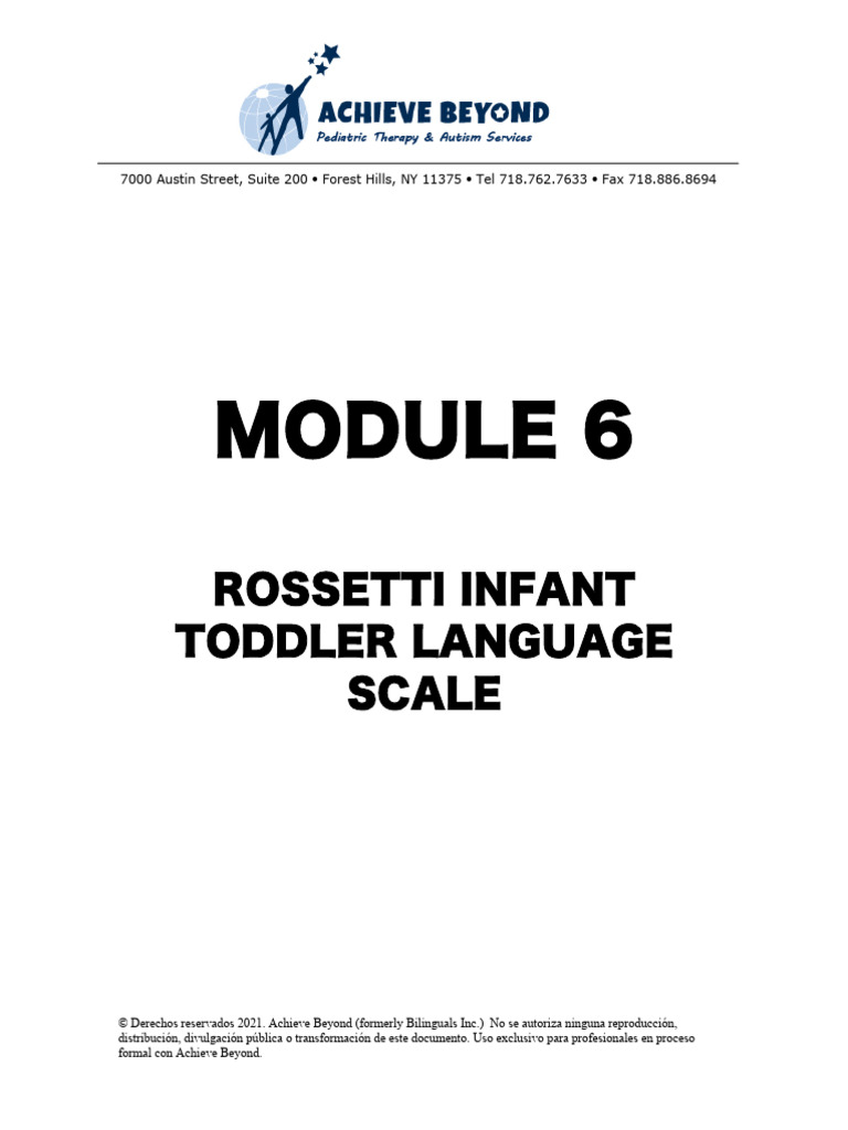 Module 6 the Rossetti Toddler Languagge Scale | PDF | Attachment Theory ...