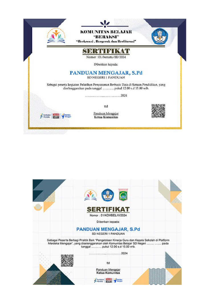 Contoh Sertifikat Kombel | PDF