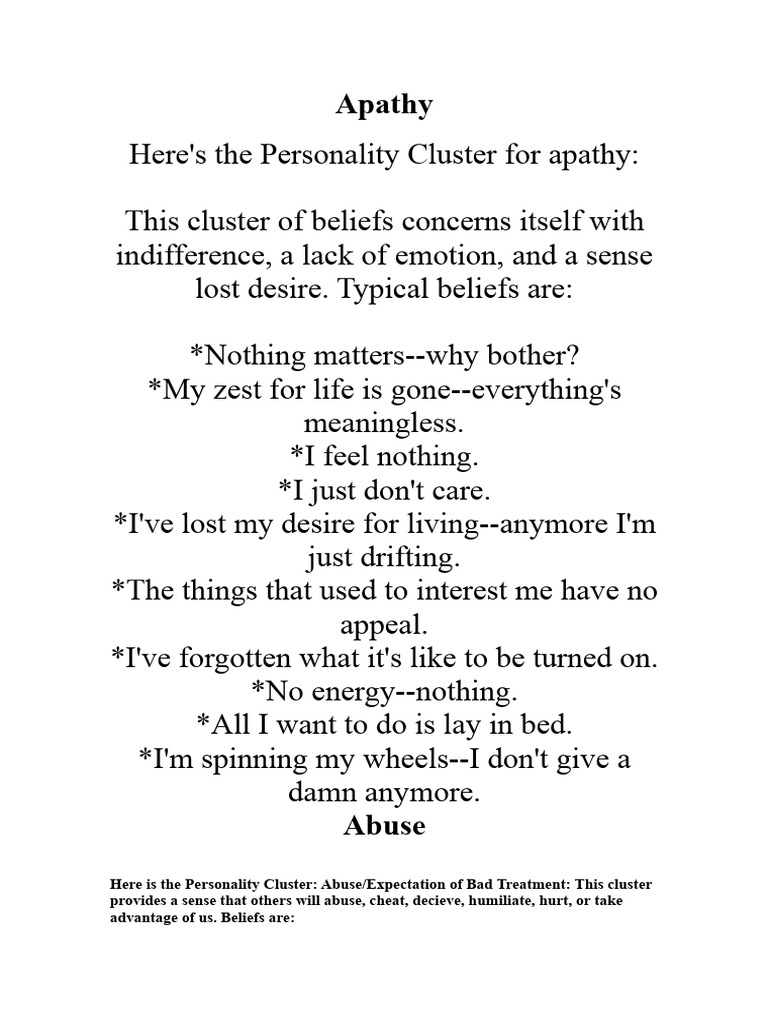 Personality Clusters | PDF | Envy | Love