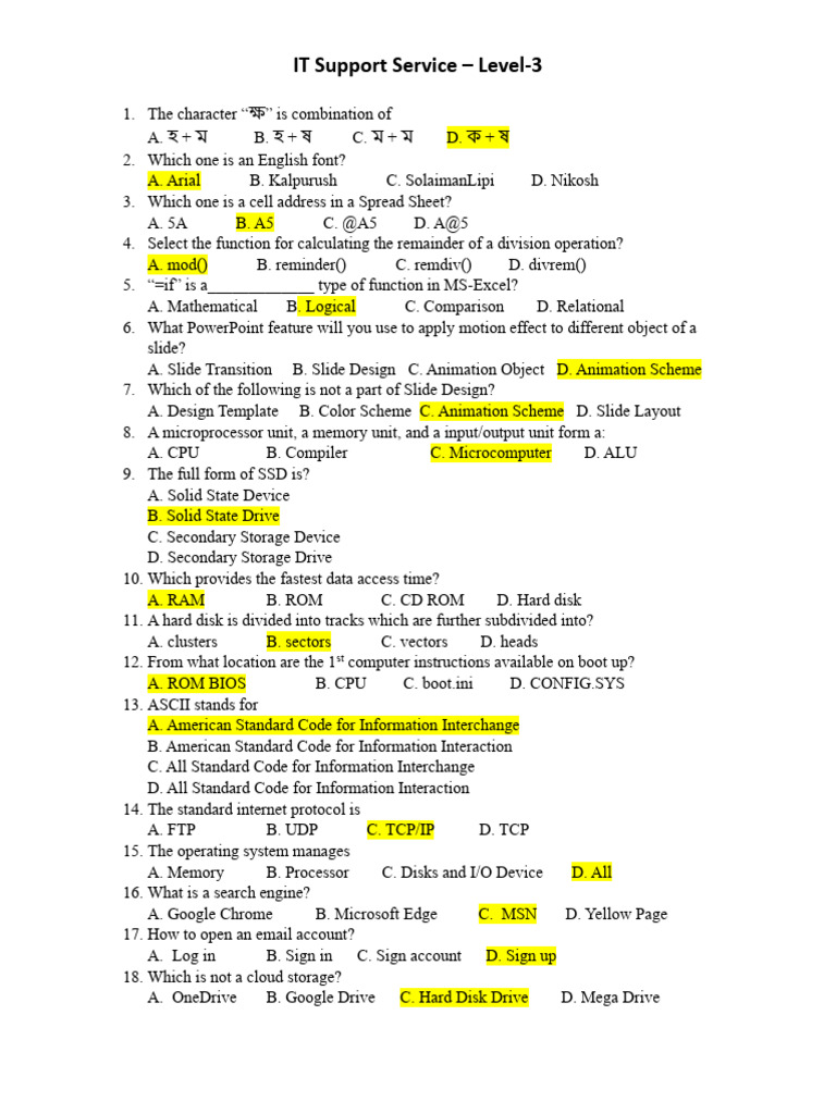ITSS - Mcq-01 | PDF | Computer Data Storage | Computer Data