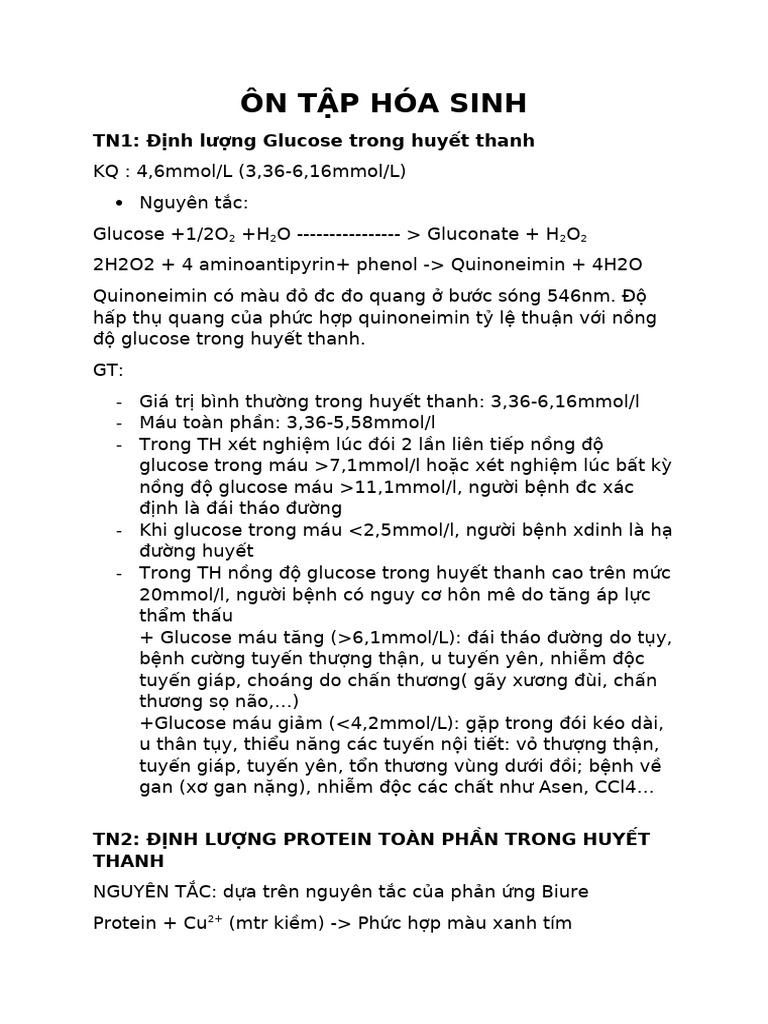 ÔN TẬP HÓA SINH | PDF