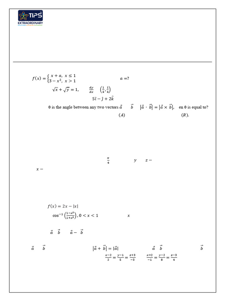XII INTERNAL TEST 3-MATHEMATICS (1) | PDF | Coordinate System ...