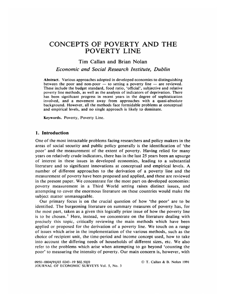 Concepts of Poverty and the Poverty Line | PDF | Poverty Threshold | Poverty