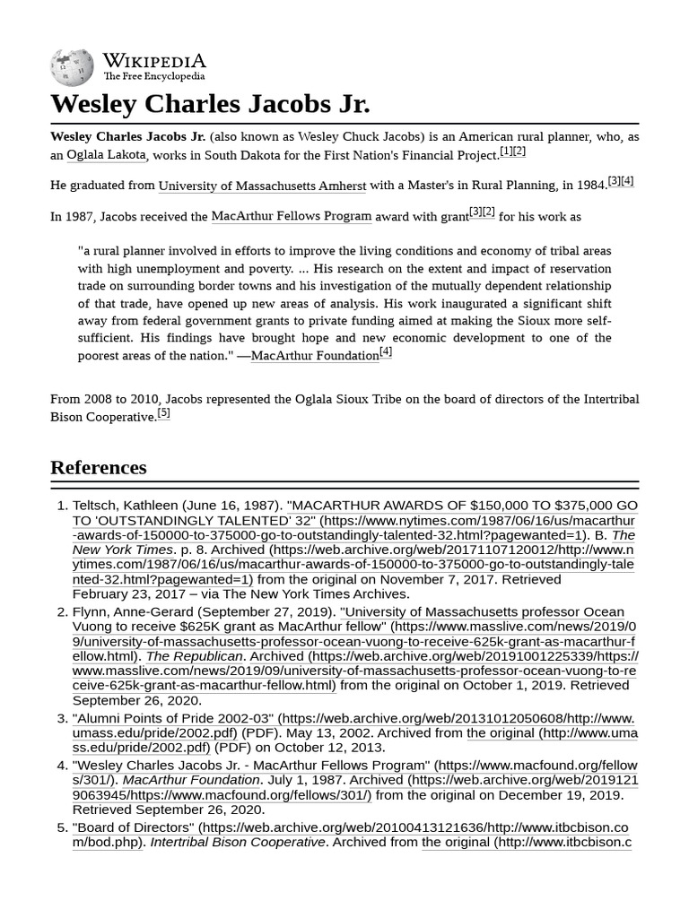 Wesley Charles Jacobs Jr. | PDF | Lakota People | Sioux