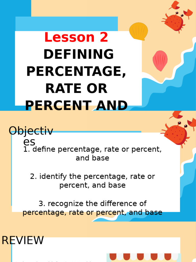 Lesson 2 Defining Percentage, Rate or Percent and Base | PDF