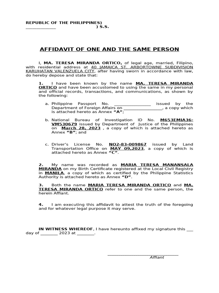 Affidavit-of-One-and-the-Same-Person ( TMO) | PDF