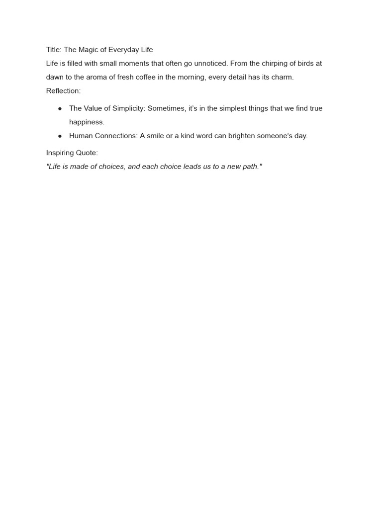 Title - The Magic of Everyday Life | PDF