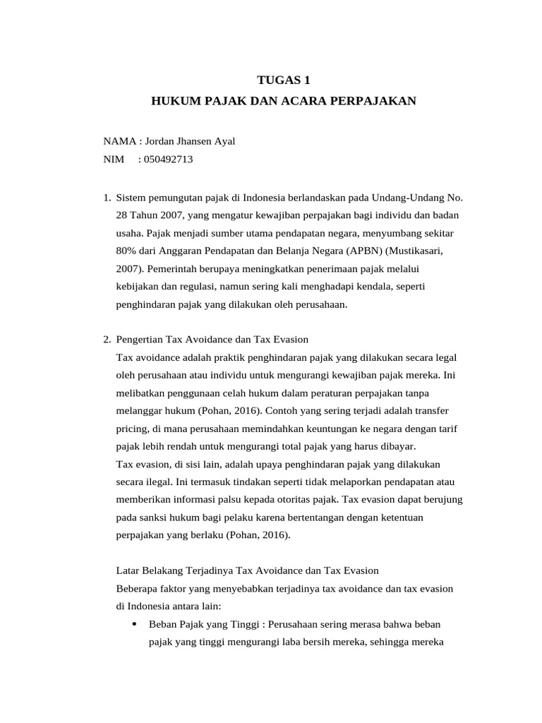 TUGAS 1 HUKUM PAJAK DAN ACARA PERPAJAKAN | PDF TUGAS 1 HUKUM PAJAK DAN ACARA PERPAJAKAN | PDF