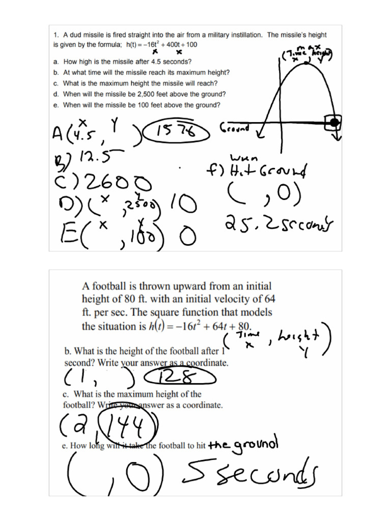 Quadratics Applications Lesson Notes | PDF