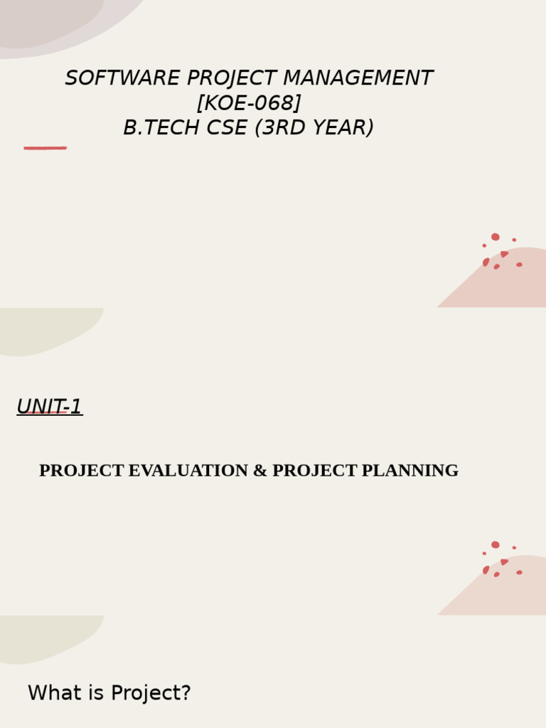 Unit 1 SPM Extra Notes | PDF | Net Present Value | Project Management