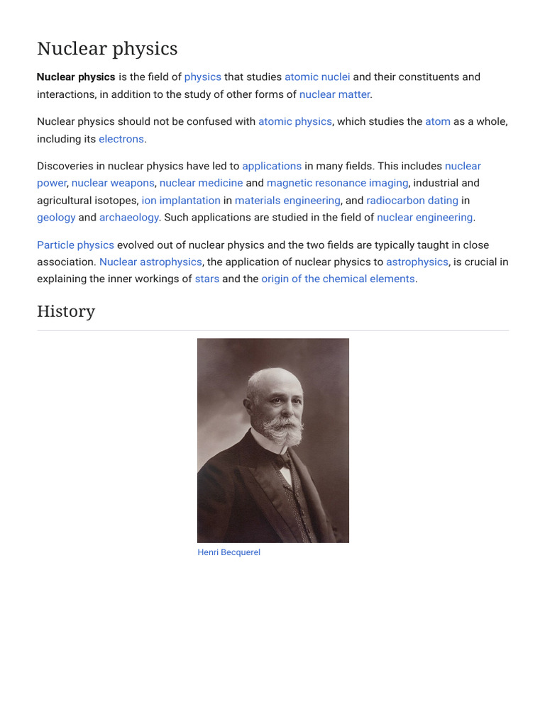 Nuclear Physics - Wikipedia | PDF | Nuclear Physics | Atomic Nucleus