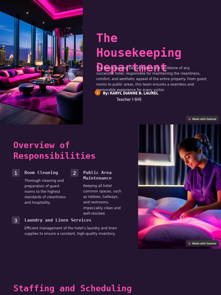 Lesson 3 The-Housekeeping-Department | PDF | Efficient Energy Use | Housekeeping