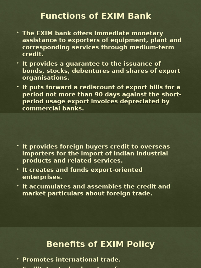 Benefits of EXIM Policy | PDF