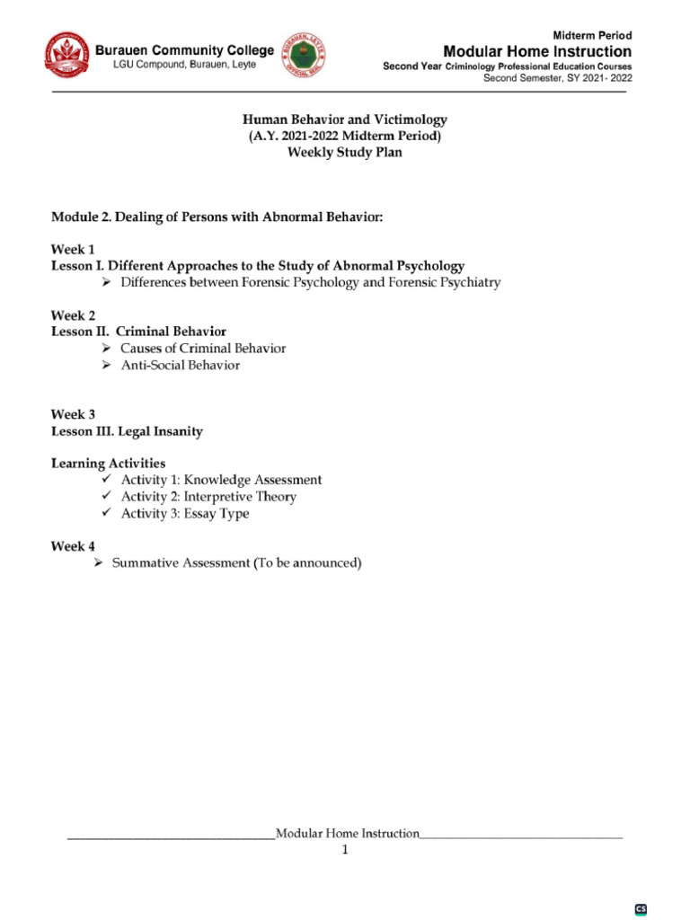 Human-Behavior-Victimology-midterm1 (1) | PDF