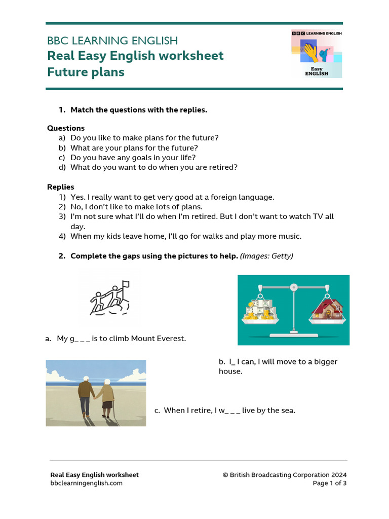 REE Future Plans Worksheet | PDF