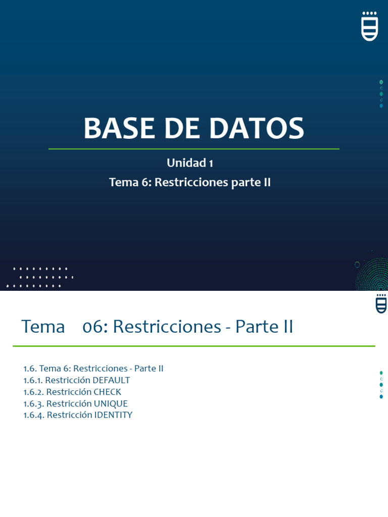 PPT 2022 02 U01 T06 Base de Datos (4685) | PDF | Datos de computadora | Bases de datos